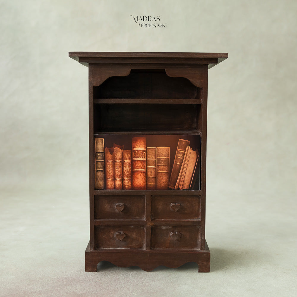 Mini Book Shelf With Old Books Cutout – Madras Prop Store